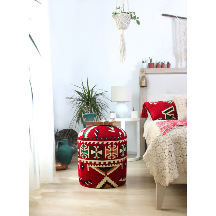 Bloomsbury Market Cetronia 40Cm Wide Round Geometric Pouffe Ottoman | Wayfair.co.uk
